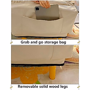 Modern Padded Lazy Couch, Small Double Sofa Bed, 5 Adjustable Backrests and Armrests, Loveseat with 4 Wooden Legs, for Living Room Bedroom Study Room