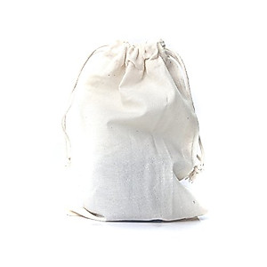 Knitial 5"x8" Natural Cotton Muslin Drawstring Bags Multipurpose 25 Bag Pack