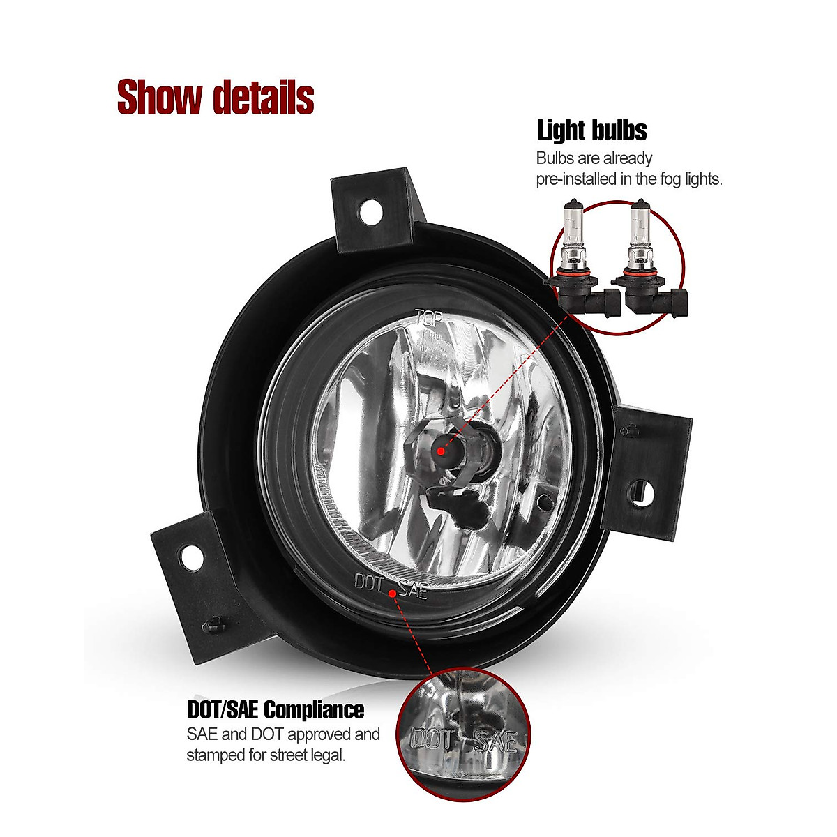 AUTOWIKI Fog Lights For Ford Ranger 2001-2003 Fog Light Assembly 2PCS OEM Replacement Fog Lamps