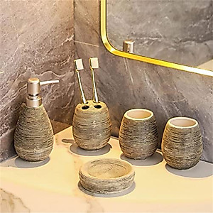 CZDYUF Ceramic Wash Bathroom Toilet Supplies Set Handmade Retro Wash Set Bathroom Five-Piece Set