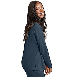 Hanes Comfortblend Originals V-Neck Long Sleeve T-Shirt, Cotton Tees for Women, Raw Edge V-Neckline, Trekking Grey, Medium