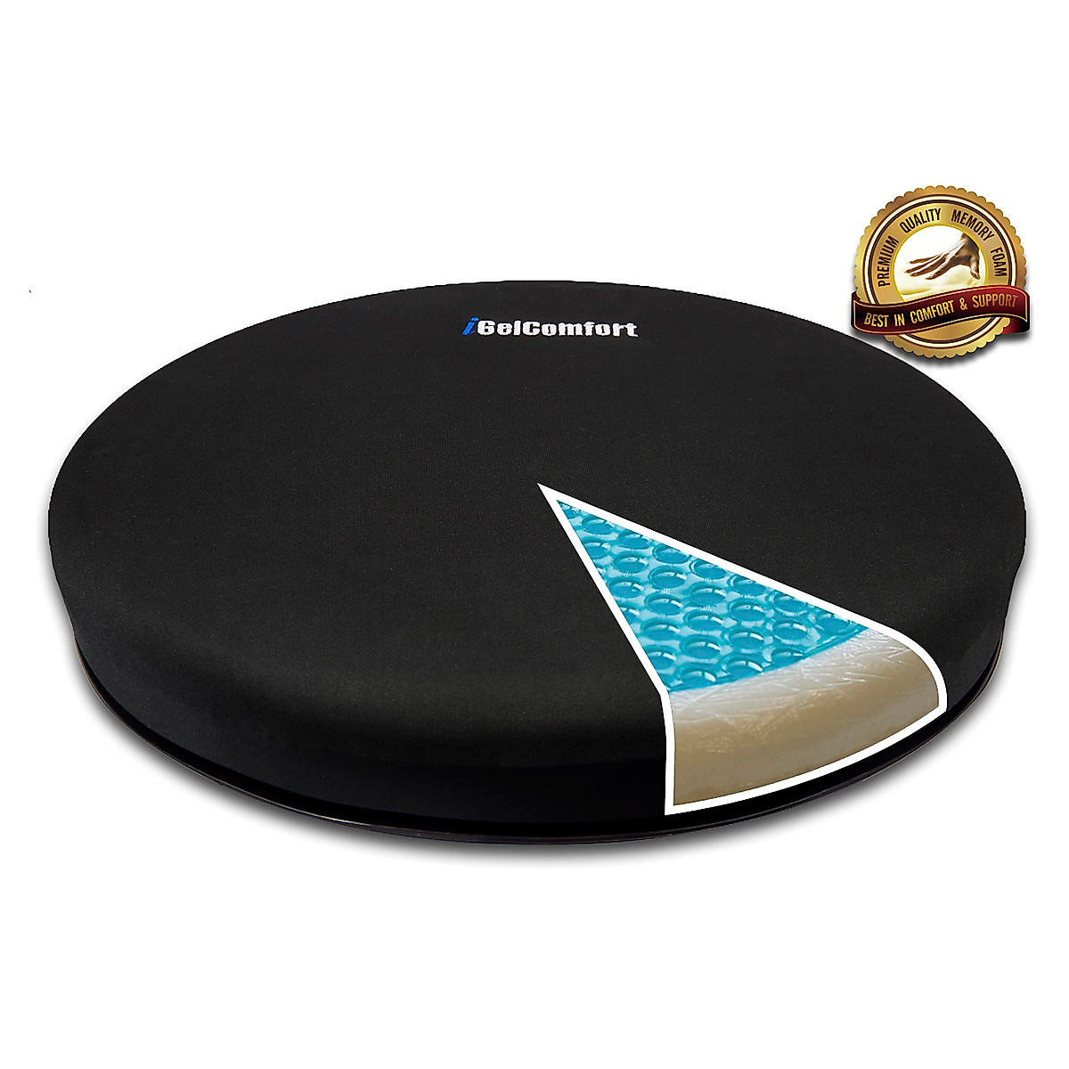 SOJOY Swivel Gel Seat Cushion for Elderly 360 Degree Rotation Seat Cushion with Memory Foam for Wheelchair,Car Seat, Office,Home