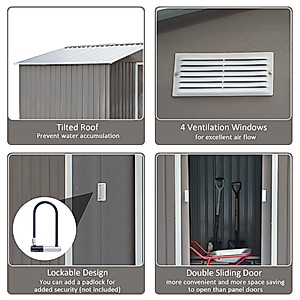 Outsunny 9' x 6' Outdoor Storage Shed, Garden Tool Metal Shed with Foundation Kit, Double Lockable Door, Air Vents and Sloping Roof, for Backyard, Patio, Lawn, Gray
