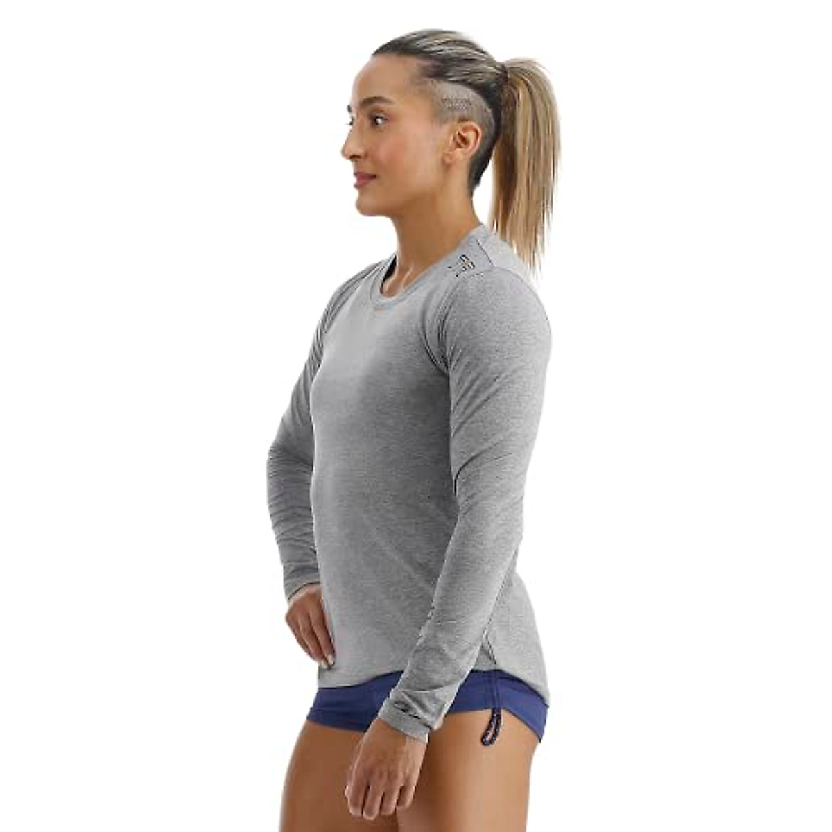TYR Women's Standard Long Sleeve Sun Protection Performance T-Shirt UPF 50+, Heather Grey