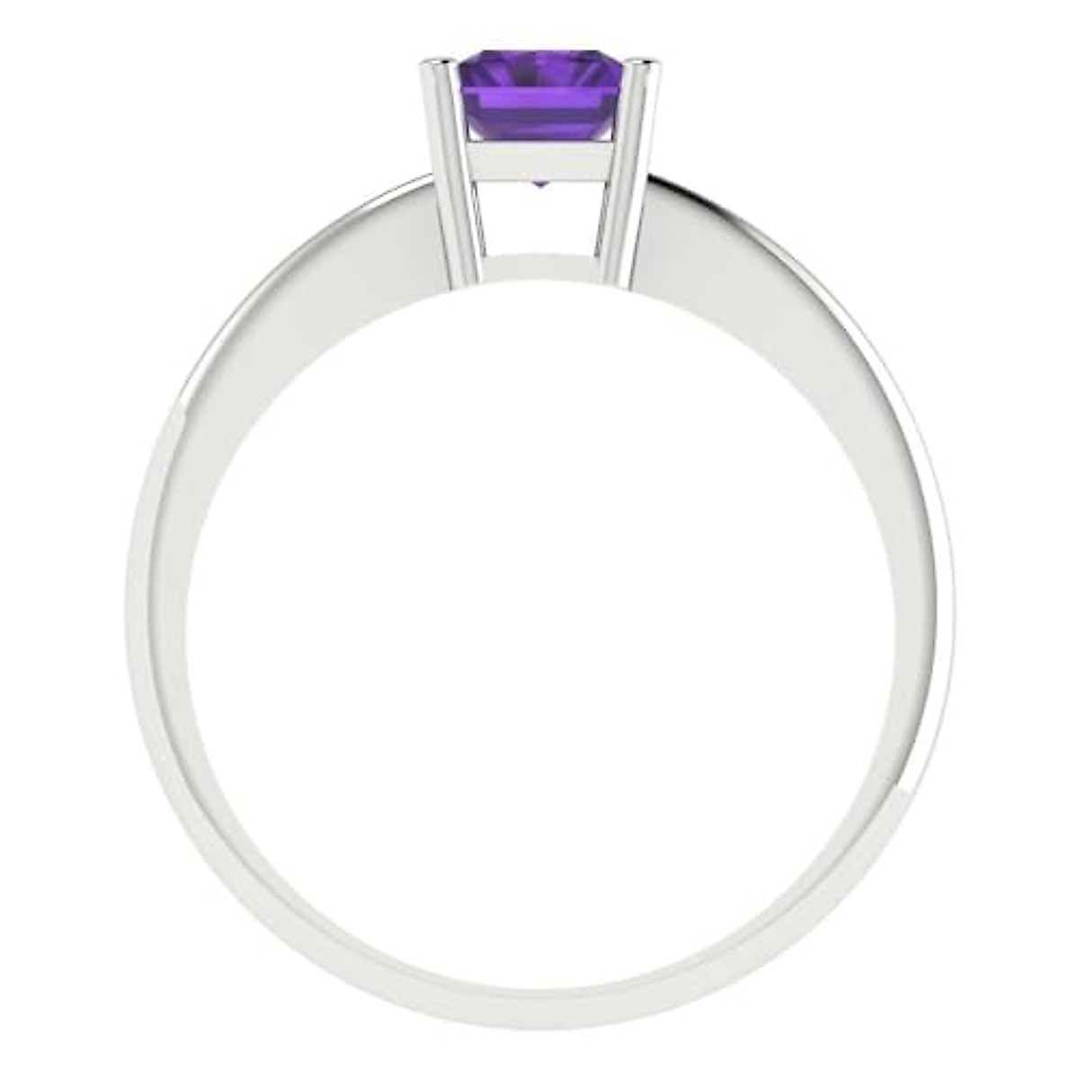 Clara Pucci 1.0 ct Radiant Cut Solitaire Natural Purple Amethyst Engagement Bridal Promise Anniversary Ring 18K White Gold Size 3.5