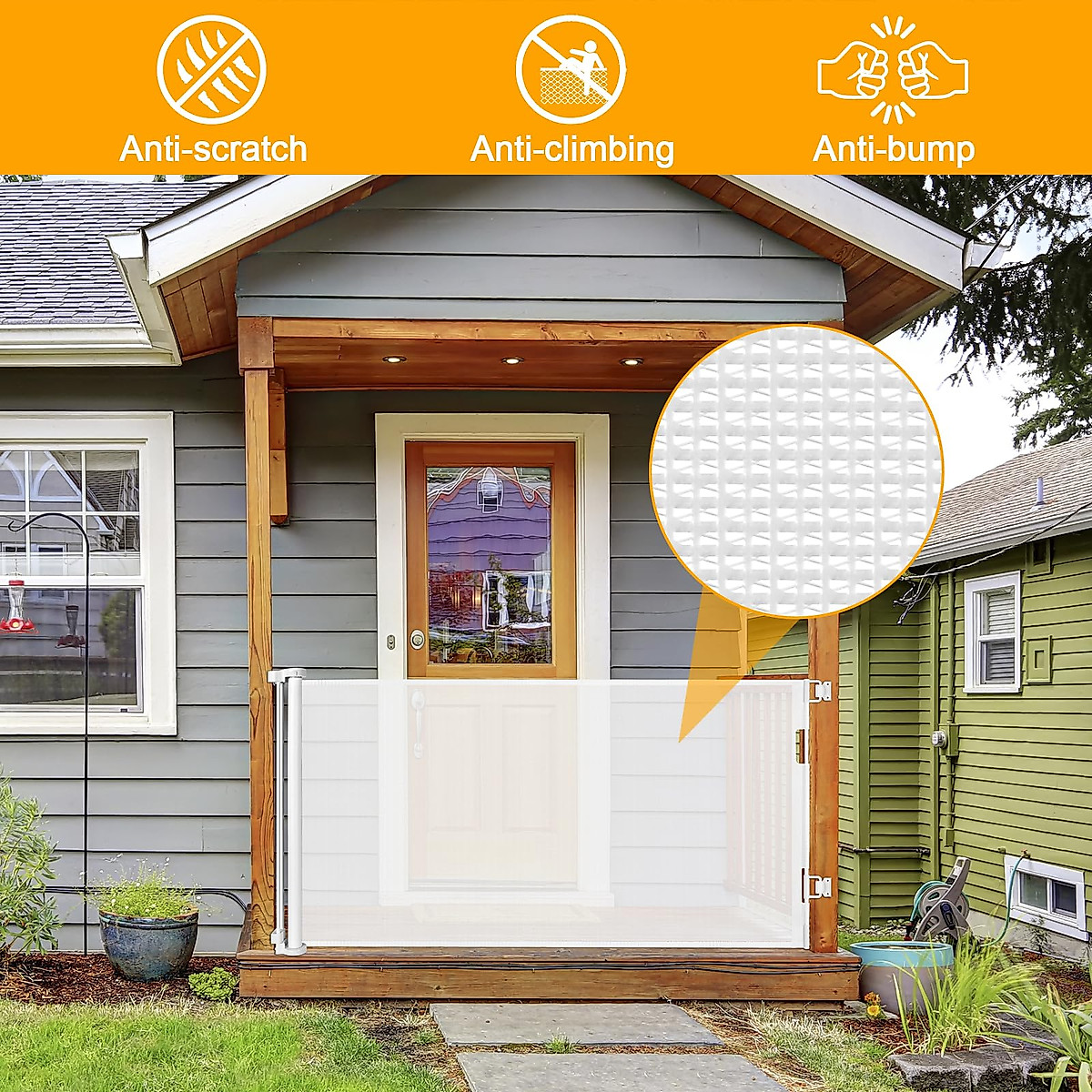 Retractable Baby Gates for Stairs 60” Wide Mesh Baby Gates for Doorways Retractable Dog Gate for Kid Child Gates for stairs Outdoor Baby Gate Toddler Gate for Stair Safety Doorway Baby Gate Deck Gates