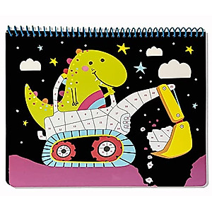 Sticker by Number Dinosaurs, Diggers, & More For Kids Ages 3 to 6: 15 Pictures Include Dinosaurs, Trucks, Cars, Rockets, Trains, Planes, and more!