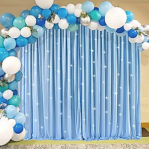 Baby Blue Backdrop Curtain for Baby Shower Parties Wrinkle Free Light Blue Curtains Backdrop Drapes Fabric Decoration for Birthday Party Photography 5ft x 7ft,2 Panels