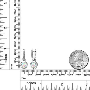 Gem Stone King 925 Sterling Silver Heart Gemstone Birthstone and White Created Sapphire Earrings | Heart Shape 6MM | Drop Dangle Earrings for Women