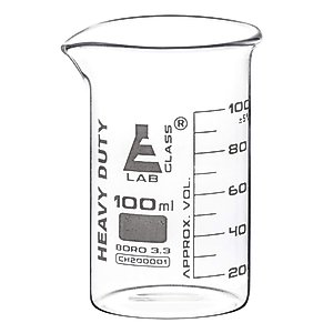 EISCO Heavy Duty Beaker, 100ml - 5mm Thick, Uniform Walls - Superior Durability & Chemical Resistance - White Graduations - Borosilicate 3.3 Glass