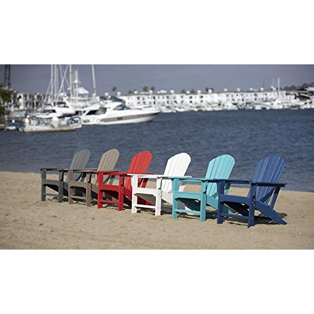 LuXeo LUX-1518-NAVY(2 Pack) Hampton Adirondack Chair, 2-Pack, Water-Resistant, Plastic, Navy