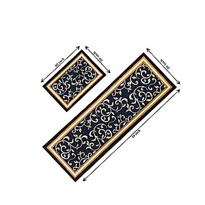 Gloria Non Slip Rubber Back Kitchen Rug Kitchen Runner Kitchen Mat Carpet for Kitchen Anti Slip Stair Treads (Navy Blue, Kitchen Set (20"x59" and 20"x30"))