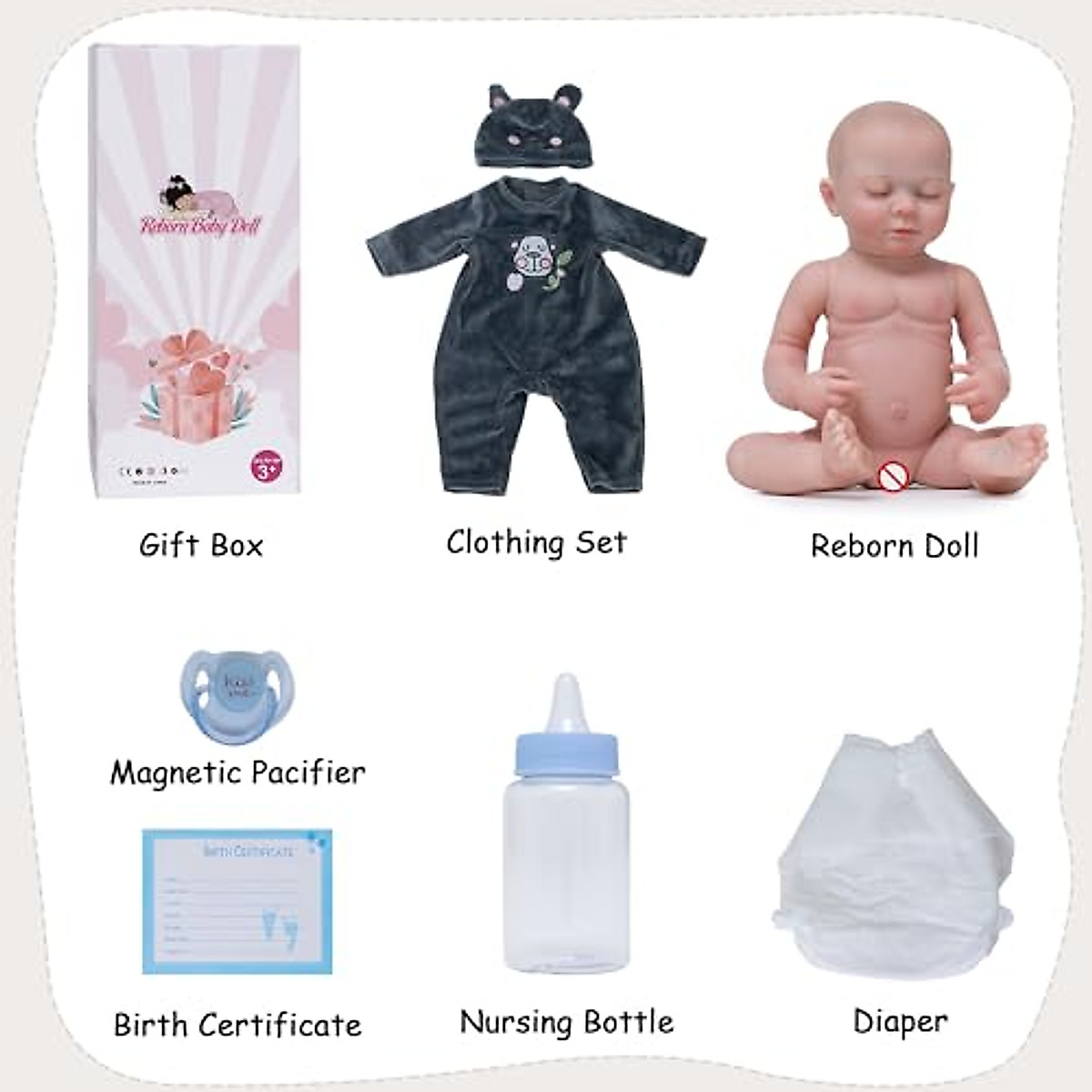FANCCI Reborn Baby Dolls, 18 inch Newborn Baby Boy Doll, Lifelike Handmade Doll Full Body Vinyl Baby Doll, Advanced Painted Christmas/Birthday Gift for Kids Age 3+ (Allen.X)