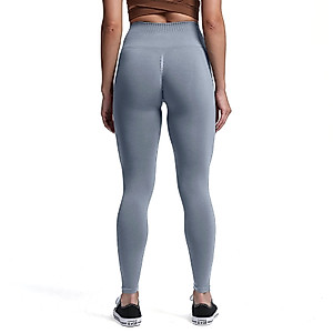 Aoxjox Seamless Scrunch Legging for Women Asset Tummy Control Workout Gym Fitness Sport Active Yoga Pants (Grey, Large)