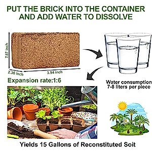 Hodiax Premium Coco Coir Brick, 1.4Lb High Nutrinent Compressed Coconut Soil, OMRI 100% Organic Low EC & PH Balanced Potting Soil for All Plants Gardening, Hydroponics and Reptile Substrate (650G x 2)