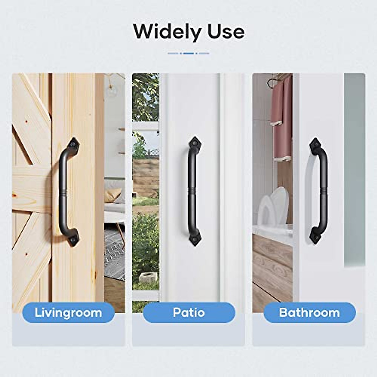 EaseLife 10" Barn Door Pull Handle,Rustic Black Cast Iron Grab,Easy Install