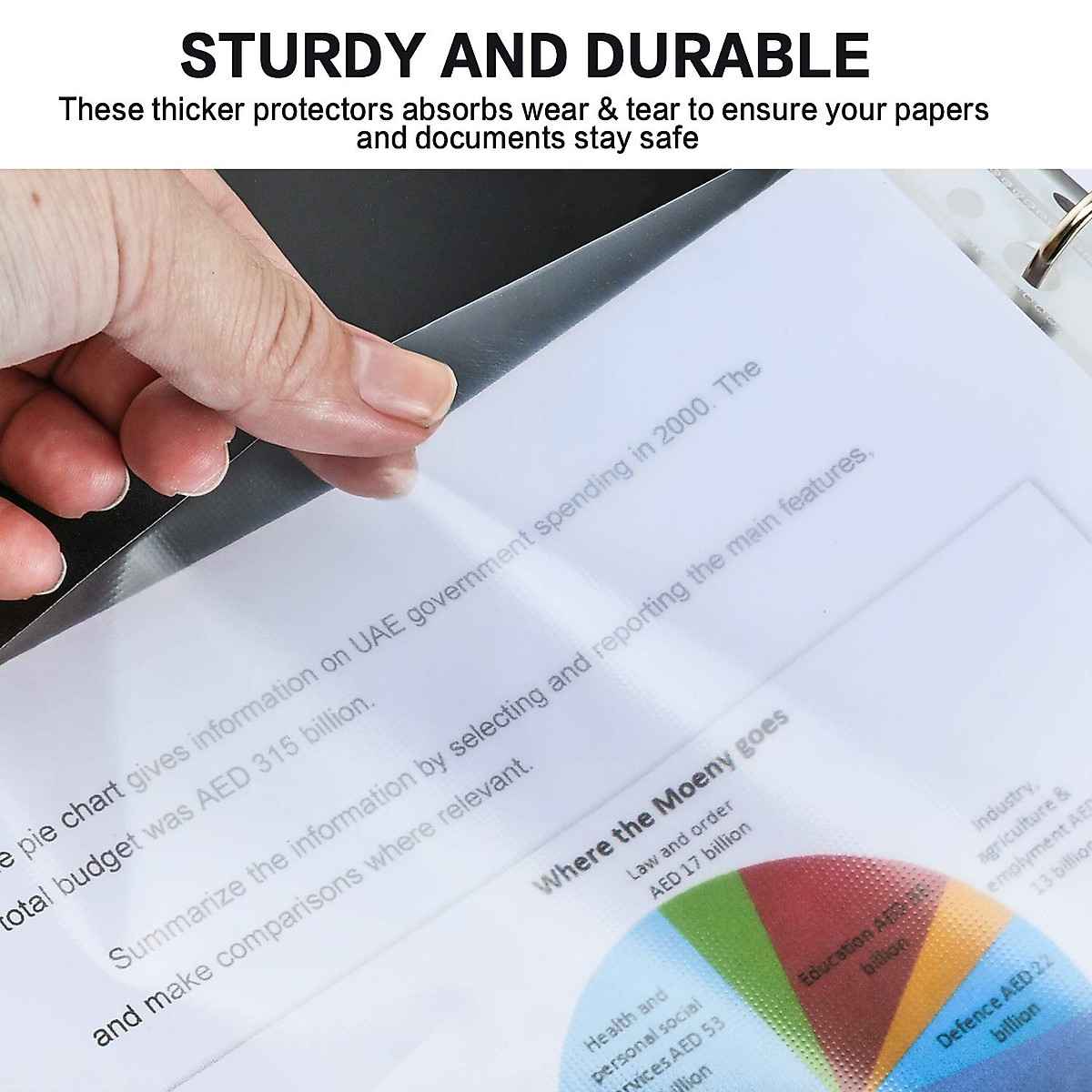 Sheet Protectors, PANDRI 500 Pack Clear Heavy Duty Plastic Page Protectors Sheet Reinforced 11-Hole Fit for 3 Ring Binder Fits Standard 8.5 x 11 Paper, 9.25 x 11.25 Top Loaded, Acid Free
