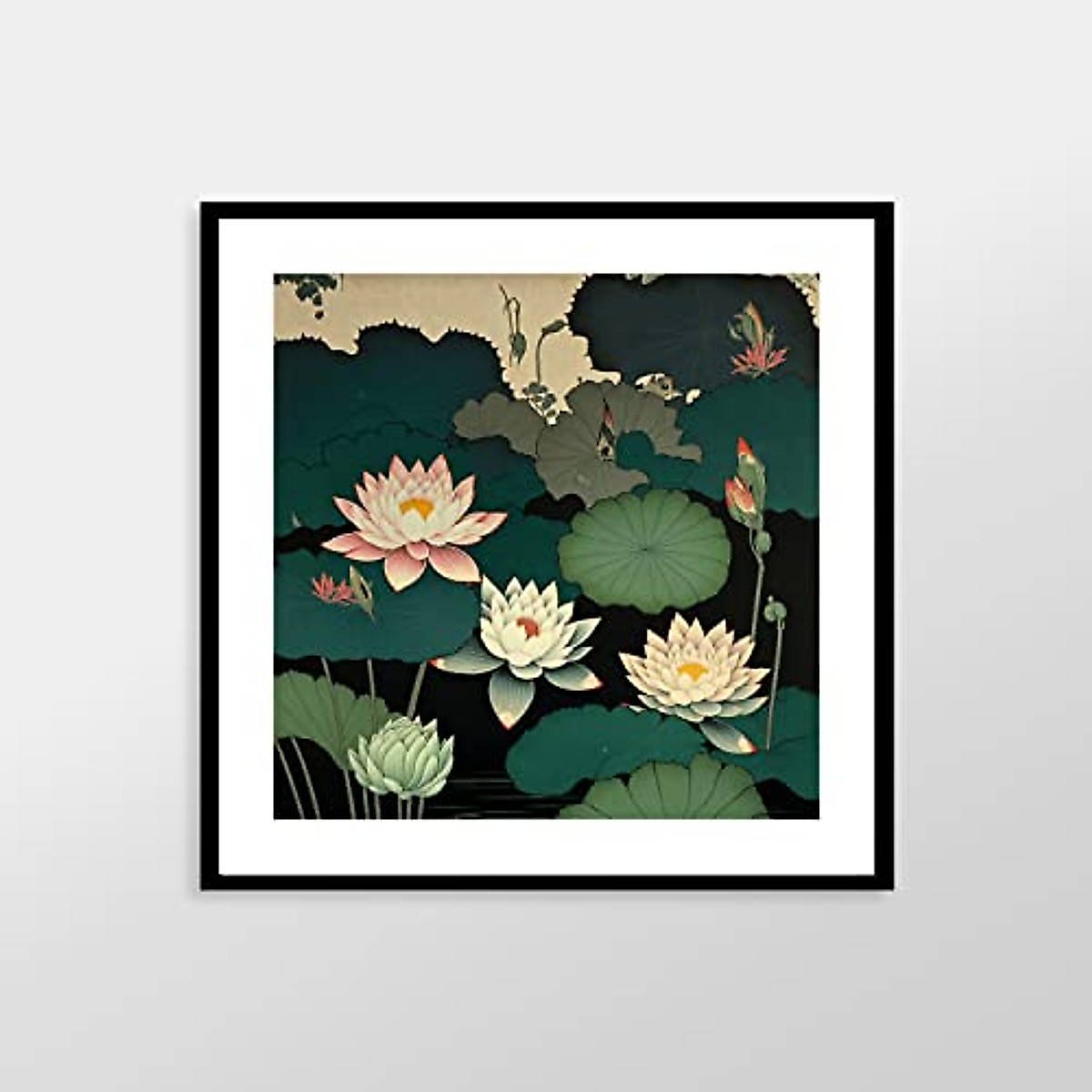 Japanese Lilly Pads Art Print for Wall Decor - Premium Giclee for Home Decor - Aesthetic Modern Wall Art Poster Painting Style Wall Artwork Decoration for Living Room, Ready to Frame