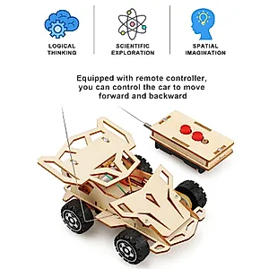 2 in 1 STEM Model Car Kits, 3D Wooden Puzzles, Education Science Experiment Kits, DIY Remote Control STEM Projects Building Toys, Gifts for 8, 9, 10,11,12 Year Old Boys and Girls
