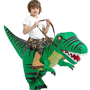 tasanor Blow Up Raptor Costume,Inflatable Costumes for Kids,Inflatable Dinosaur Costume,Halloween Costumes for Girls/Boys (4-6YRS)
