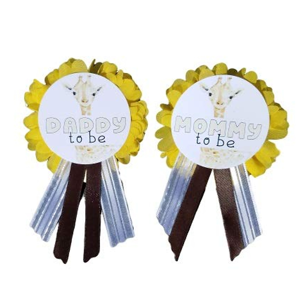 Amy's Bubbling Boutique, Inc. Wild One Mommy & Daddy to Be Pin Yellow Giraffe Baby Shower for the new parents to wear Sprinkle