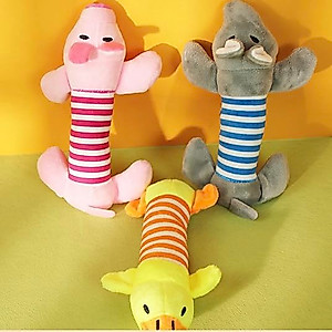 DURAGS Interactive Dog Toys with Reinforced Fabric - Set of 3 Unique Styles for Chewing and Play (Yellow Duck)