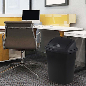 Qqbine 7 Gallon Garbage Can Swing Top, 4 Packs Plastic Trash Can Swing Lid, Swing Garbage Can for Home and Office, Black