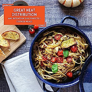 IMUSA USA Blue 6-Quart Speckled Enamel Stock Pot with Lid