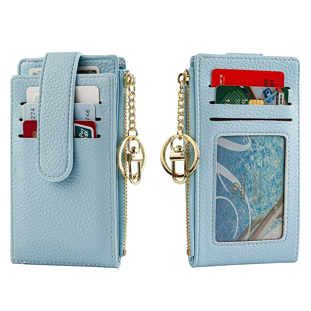 SUMGOGO Womens Small Wallet for Woman Slim Bifold Zipper Card Case Wallets Bling Coin Purse (A-Burgundy)