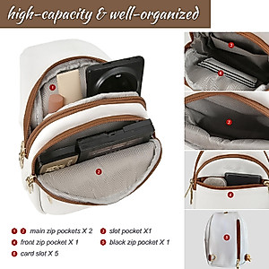 WOOMADA Sling Bag Crossbody Vegan Leather Fanny Packs for Women Fashionable Chest Bag for Travel(brown)