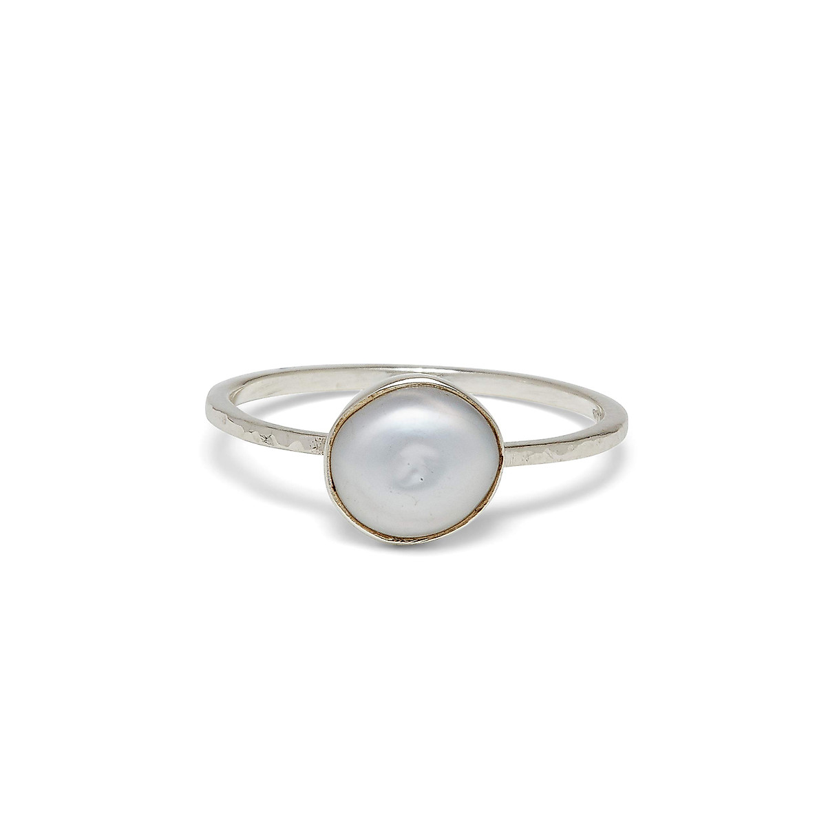 Pura Vida Silver-Plated Pretty in Pearl Ring, .925 Sterling Silver Band - Size 7