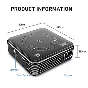 N/A Mini Projector 4K DLP Android 9.0 Support Mini video Beamer Mobile Phone with Battery ( Color : D )
