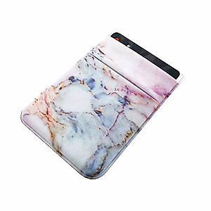 Obbii 2Pack Phone Card Holder Stretchy Lycra Wallet Pocket Credit Card ID Case Pouch Sleeve 3M Adhesive Sticker on iPhone Samsung Galaxy Android Smartphones (Pink Marble & White Golden Marble)