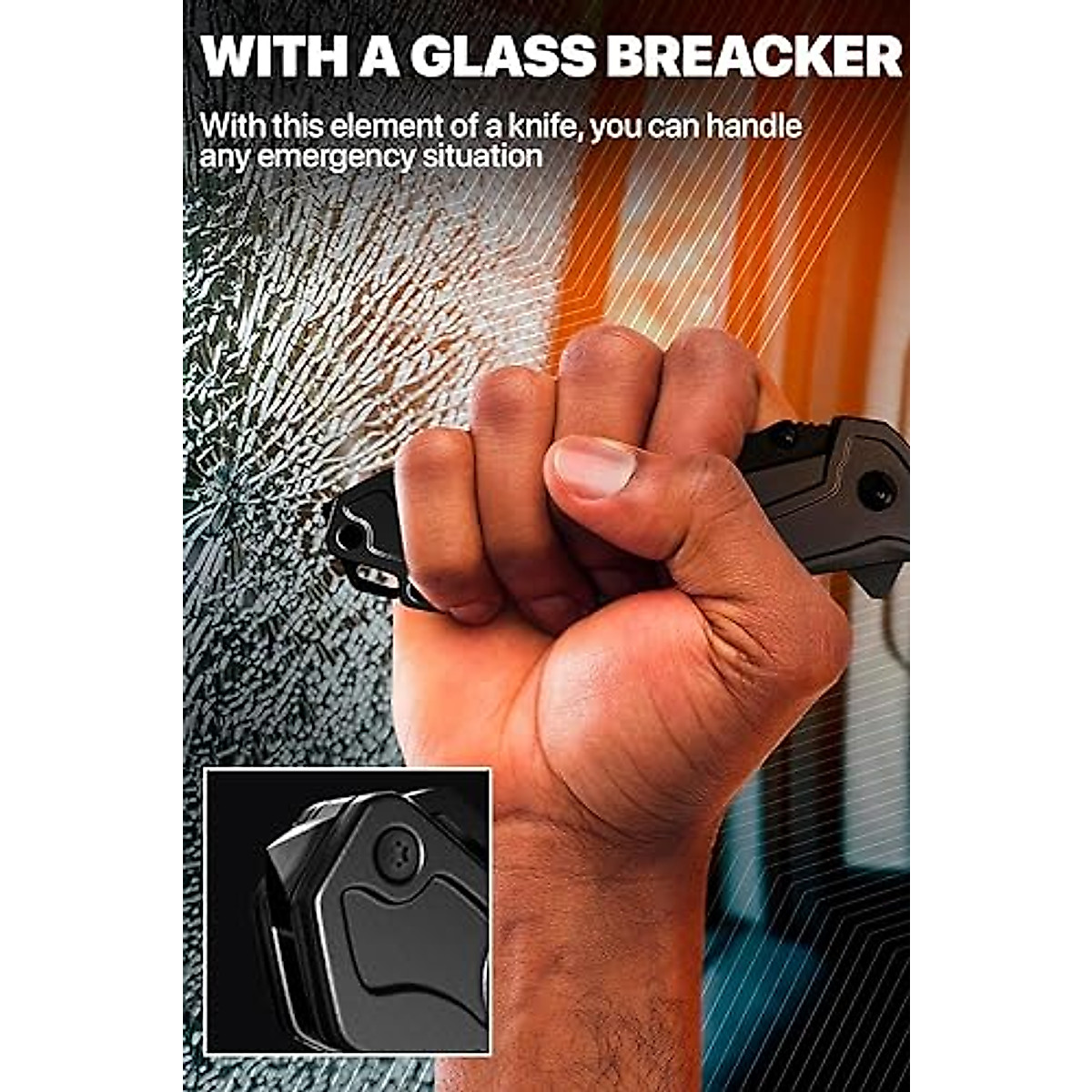 Tactical Knife for Men - 2.8 Inch Tanto Serrated Blade - Black Pocket Knife with Glass Breaker Seatbelt Cutter Pocket Clip - Cool Folding Knives for Camping Military Work - Birthday Mens Gifts 6620