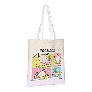LKUZLOH Anime Canvas Tote Bag for Women Cute Shopping Bag ​Kawaii Shoulder Handbag Gym Bag For School Work