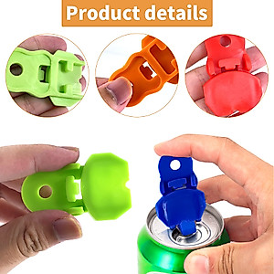 Ginfonr 6 Pieces Color Manual Easy Can Opener, Premium Plastic Shields Tab Openers, Soda Can Lids Soda Can Cover Pop Cover Beer or Soda Cans at Picnic, BBQ, Protect Cold Drinks from Bees