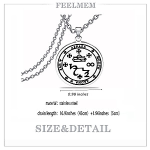FEELMEM Angel Seal Archangel Azrael Sigil Necklace Amulet Necklace Solomon Talisman Symbol Pendant Talisman Amulet Gift (Angel Seal-necklace)