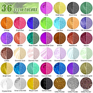 CHANGTIKEJI Mica Powder，36 Colors - 10g/Bottle of Natural Pigment Powder for Epoxy Resin，Soap Making，Candle Making,Lip Gloss,Car Freshies,Dye,Nail Polish,Bath Bombs