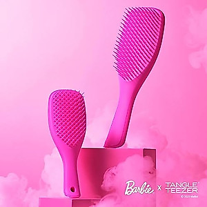 Tangle Teezer x Barbie The Mini Ultimate Detangling Brush, Dry and Wet Hair Brush Detangler for Traveling and Small Hands, Totally Pink