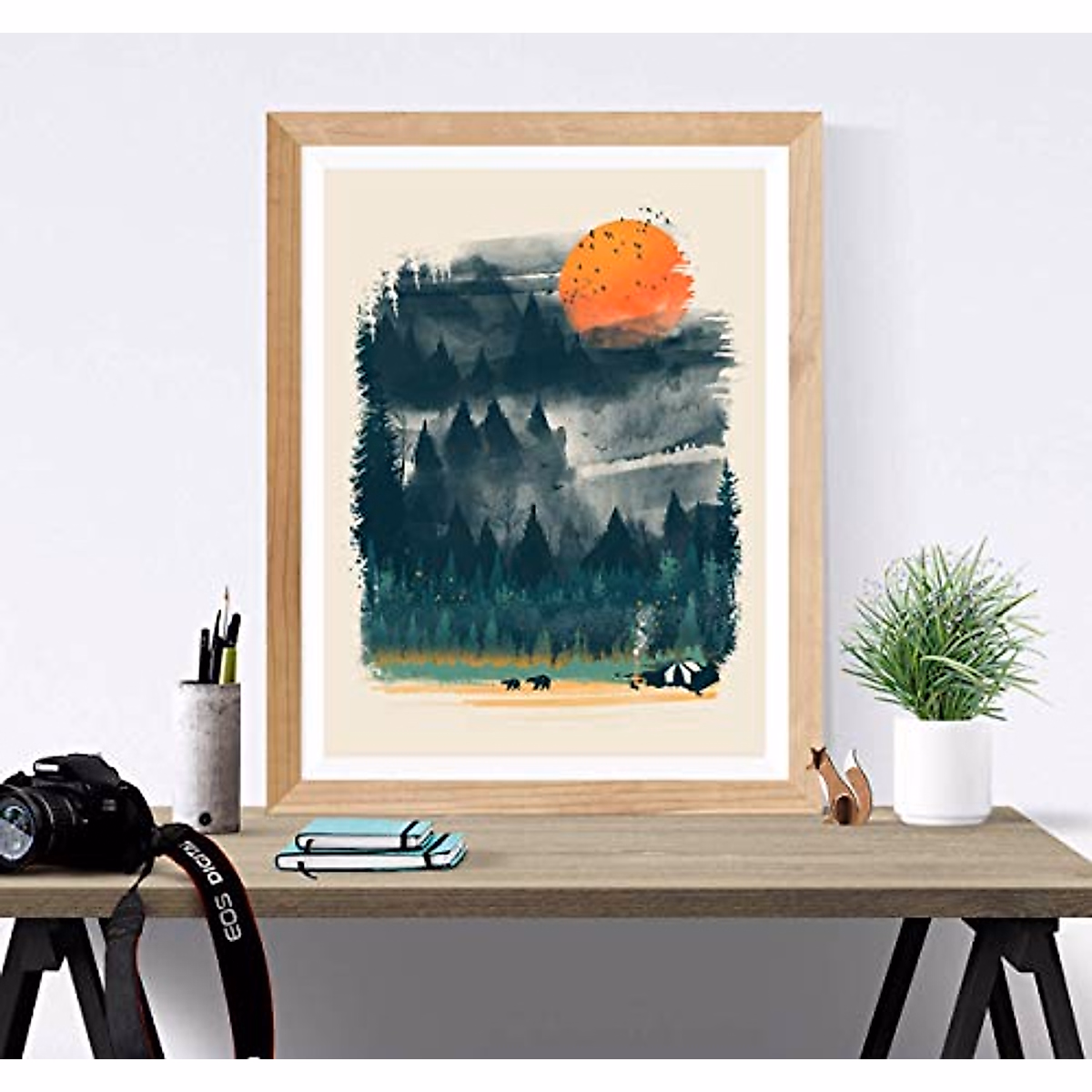 Wilderness Print/Camping Hiking Print/Great Outdoors Print/Wilderness Lover Wall Art/Forest Trees Bears Tent Nature Inspiration Home Decor/Unframed 18 x 24 Inch Poster