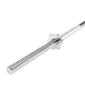 Sunny Health & Fitness 60 Inch Threaded Chrome Barbell Bar, 1 Inch Barbell Diameter with Ring Collars - STBB-60