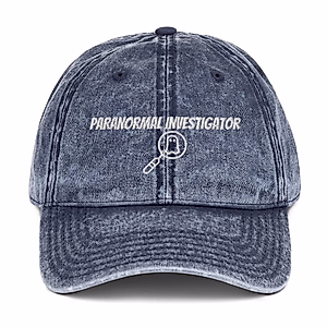 Paranormal Investigator Hat | Ghost Hunting Gear - - Vintage Cap - Fun Design Navy