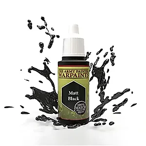 The Army Painter Matt Black Warpaint - Acrylic Non-Toxic Heavily Pigmented Water Based Paint for Tabletop Roleplaying, Boardgames, and Wargames Miniature Model Painting- 18 ml