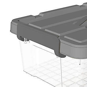 Cetomo 20L*6 Plastic Storage box, Tote box,Transparent Organizing Container with Durable gray Lid and Secure Latching Buckles, Stackable and Nestable,6Pack