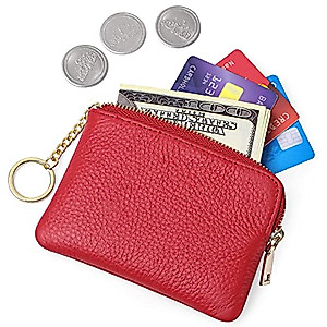 SENDEFN Coin Purse for Women, Genuine Leather Coin Purse Key Chain for Women, Coin Pouch Change Purse