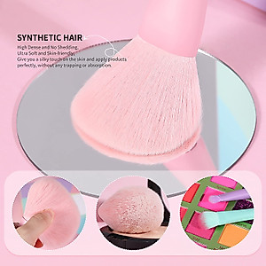 Docolor 17Pcs Colourful Makeup Brush Set + 15Pcs Eye Makeup Brushes Set Premium Kabuki Foundation Blending Face Powder Synthetic Makeup Brushes Set