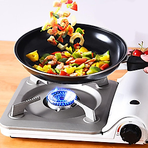 Frying Pan, Metal Stovetop Frying Skillet Flat Base Skillet Pan Nonstick Frying Pan Skillet Cooking Pan with Handle Portable Cooking Saute Pan Omelet Pan for Kitchen Cooking (25cm)