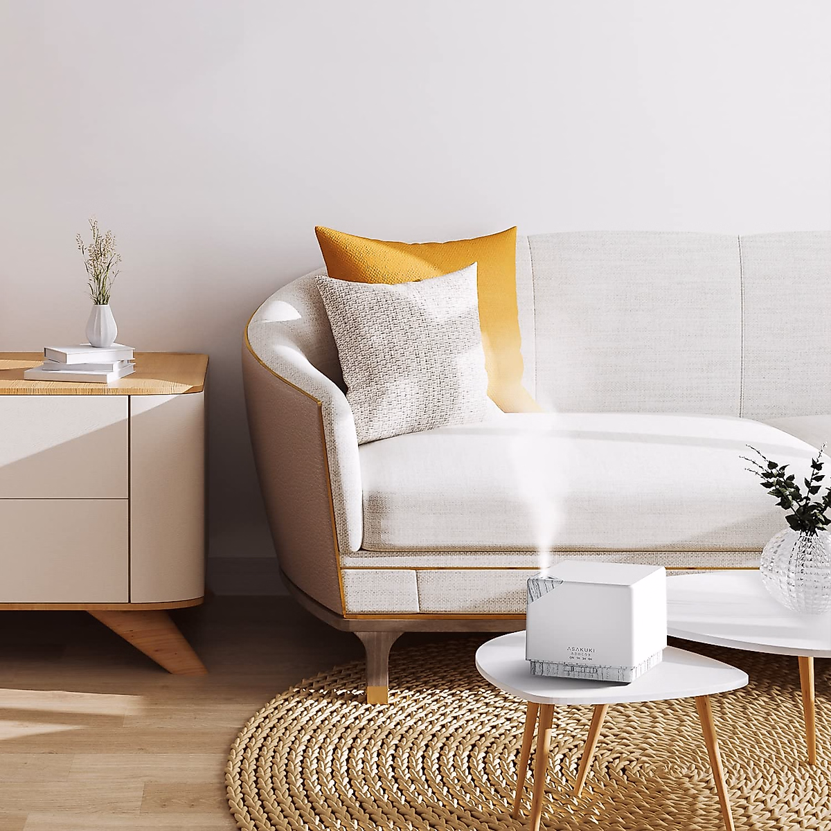 ASAKUKI 700ml Premium Essential Oil Diffuser, 5 in 1 Ultrasonic Aromatherapy Fragrant Oil Vaporizer Humidifier, Timer and Auto-Off Safety Switch, 7 LED Light Colors