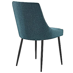 Modway Viscount Upholstered Fabric Side Dining Chairs Set of 2, Black Teal