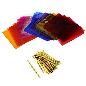 KUMGROT 80pcs Cellophane Wrap Colored Cellophane Sheets Plastic Transparency Film for DIY Artwork Crafts Decoration 15.5×15.5cm/6.1×6.1in
